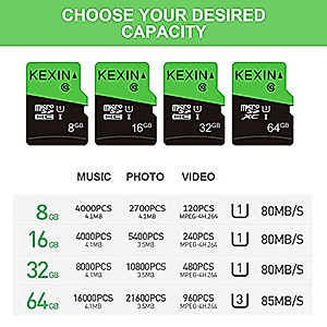 KEXIN 5 Pack 8GB Micro SD Card MicroSDHC UHS-I Memory Cards Class 10, C10, U1