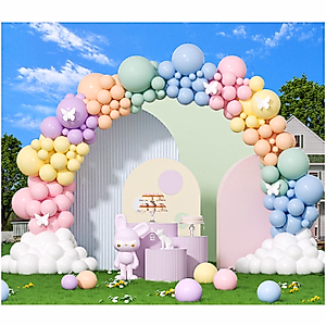 412pcs Pastel Balloon Garland Arch Kit 18 12 10 5 Inch Different Sizes Macaron Assorted Colors Balloon Latex Colorful Balloons for Baby Shower Girls Birthday Wedding Easter Rainbow Party Decoration