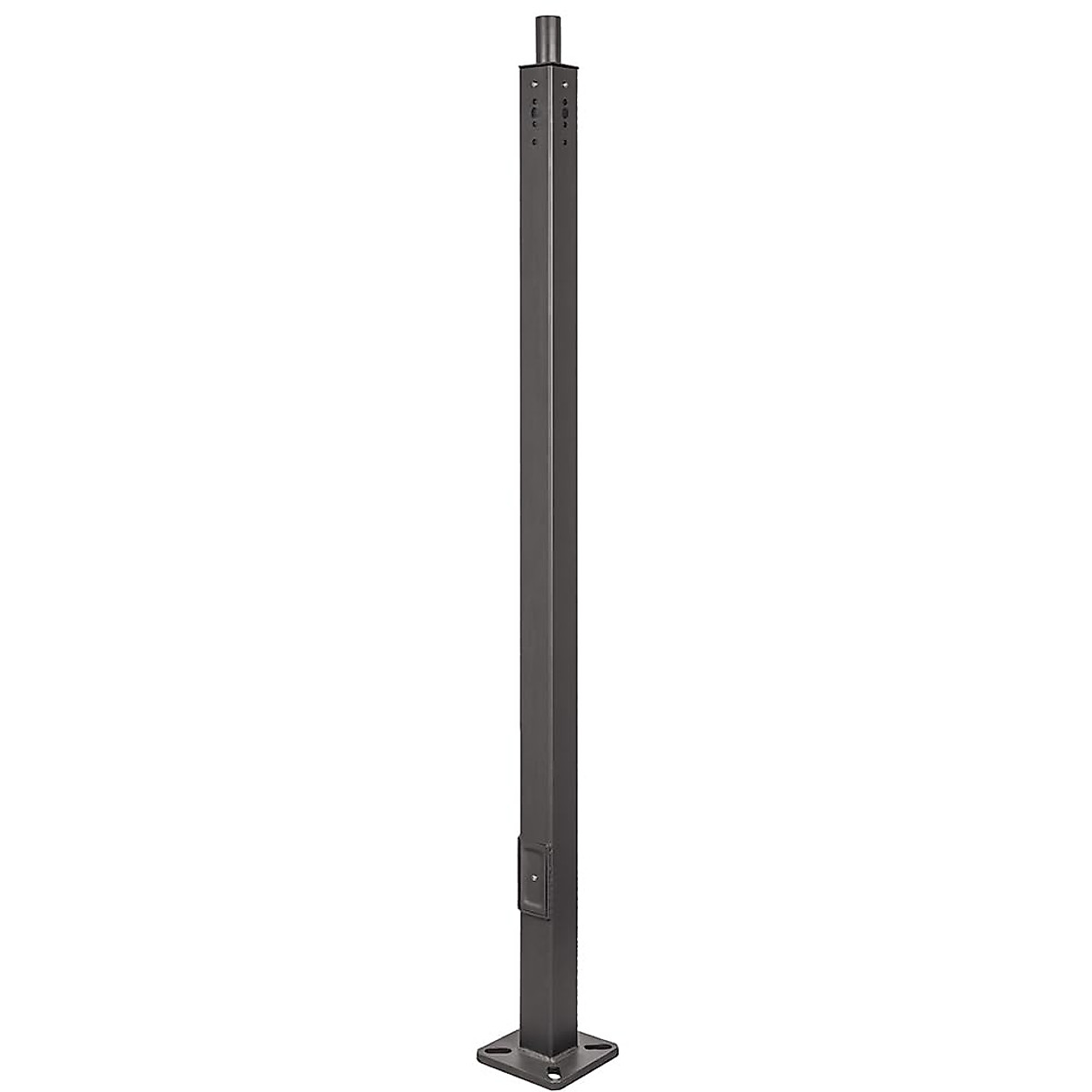 CHIUER 15FT 4'' Straight Square Steel Light Pole with Removable Round Top Adapter and All Accessaries Including Anchor Bolts Top Cover Bronze Fnish (15FT - 4'')