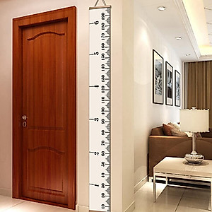 AOMINGGE Hanging Growth Chart, Height Measure Ruler Roll Up Wooden Canvas Growth Ruler for Kids Baby Birthday Gift,White,A1