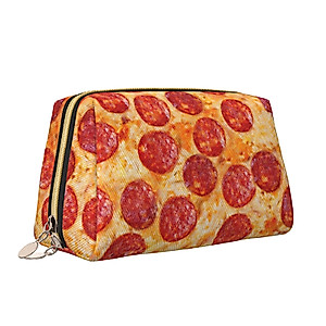 Womens Cosmetic Bag Compatible With Pizza Pepperoni Pattern, Makeup Bag Pouch, Luxury Portable Coin Purse Travel Bags Case, Lightweight Pencil Pen Organizer, Water Resistant Bag with Zipper