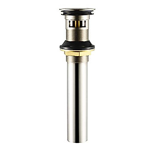 Purelux Bathroom Sink Drain Stopper Faucet Vanity Sink Pop Up Drain Assembly with Overflow, Brushed Nickel Finish