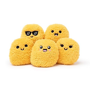 Emotional Support Chicken Nuggets by Relatable, Cuddly Easter Stuffed Animals and Toys, Squishy Toys and Plushies, Great Easter Basket Stuffers for Teens, Includes 5 Plushies with Carrying Basket