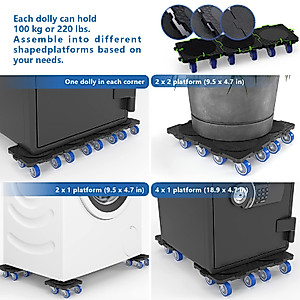 Macoda Furniture Movers with Wheels, Furniture Lift Mover Tool Set of 4 with 360° Rotation and 880lbs Capacity for Moving Heavy Furniture, Refrigerator, Sofa, Cabinet, Piano.