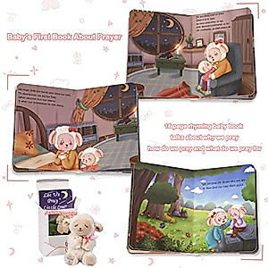 MyMateZoe Baptism Gifts for Girl, Great Christening, Dedication and Baptism Gift Set for Girl and Newborn Baby, Includes 7" Praying Lamb Plush Toy and Let Us Pray Baby Book in Keepsake Gift Box
