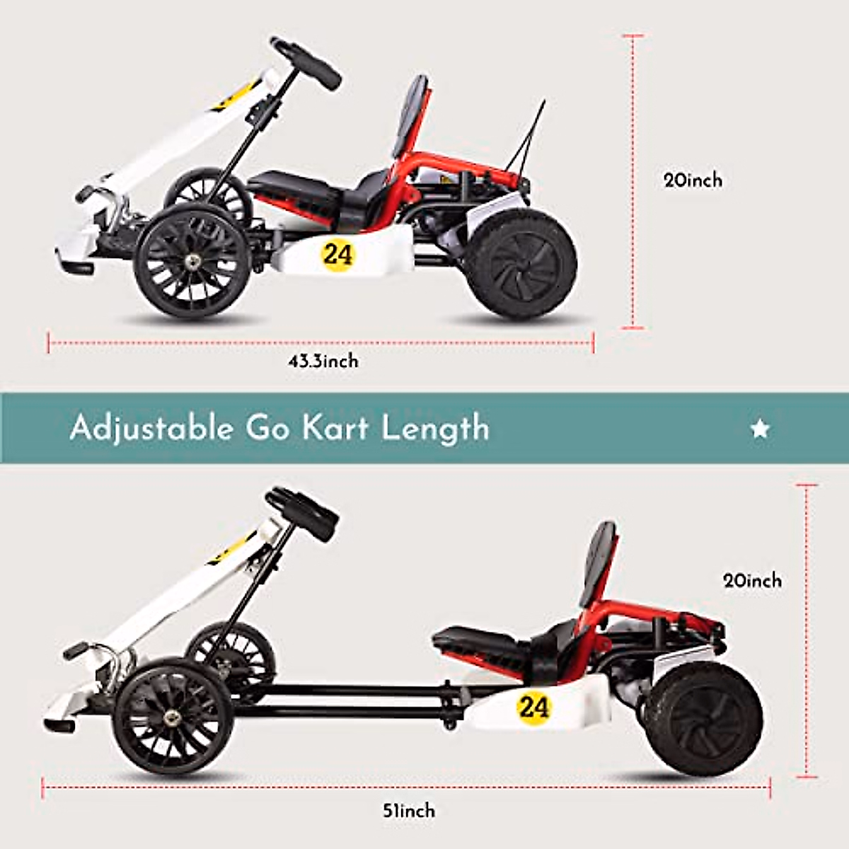 Xprit Hoverboard Scooter into Go-Kart Kart Adjustable Frame (White)