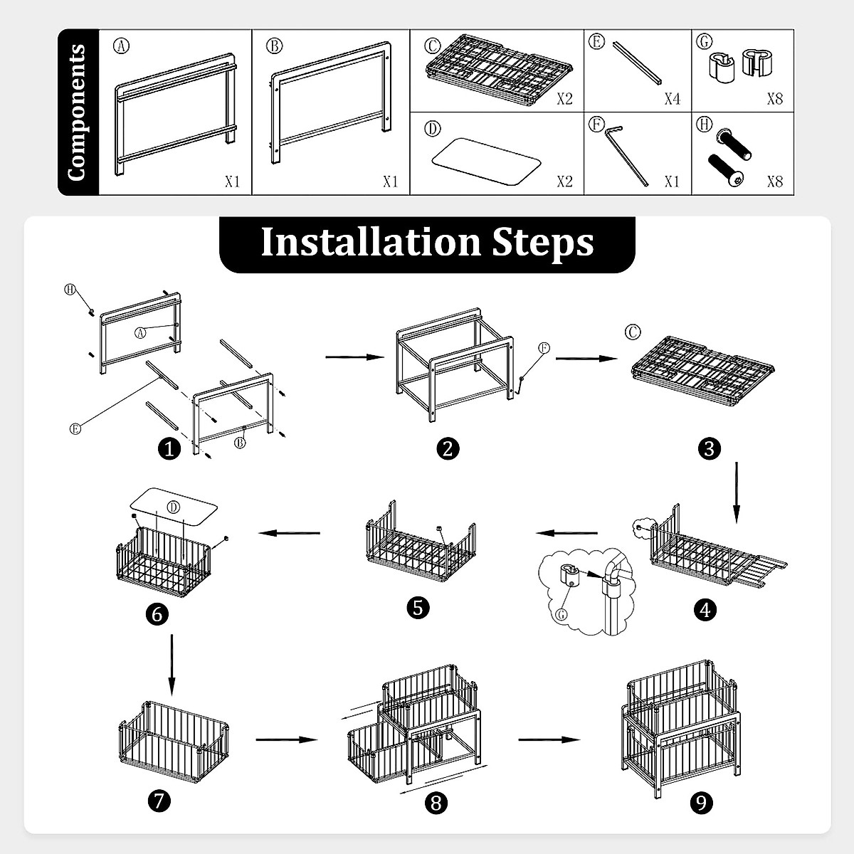 YTDTKJ 2 Tier Under Sink Organzier, Pull Out Cabinets Organizer Shelf Baskets, Stackable Sliding Cabinet Organizer for Kitchen, Pantry, Under The Sink, Cabinet, Bathroom, Black