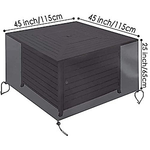 FLR Square Fire Pit Cover, 45x45x25 Inch,Waterproof 420D Heavy Duty Gas Fire Pit Cover, Patio Furniture Cover,All-Season Protection Fire Pit Cover,Black (45x45x25in)