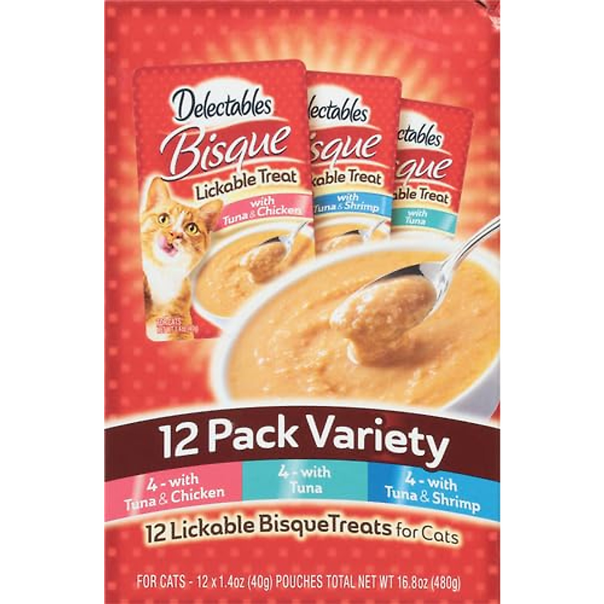Delectables Bisque Lickable Wet Cat Treats - Chicken, Tuna & Shrimp, 12 count