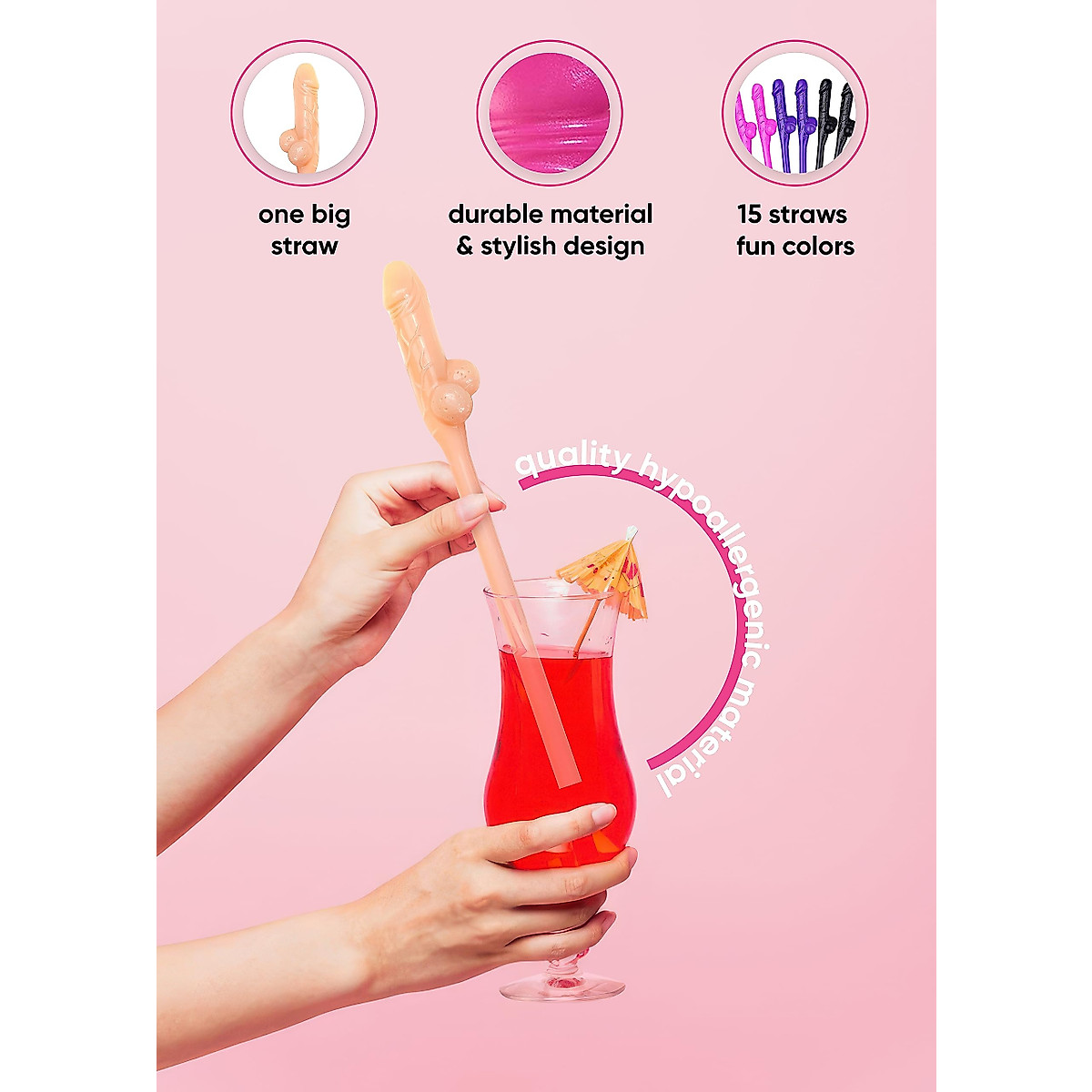 Bachelorette Party Penis Straws 30 pcs Naughty with 1 Huge Bride Dick Straw | Bachelorette Party Supplies and Favors for The Bachelorette Adult Party Decorations