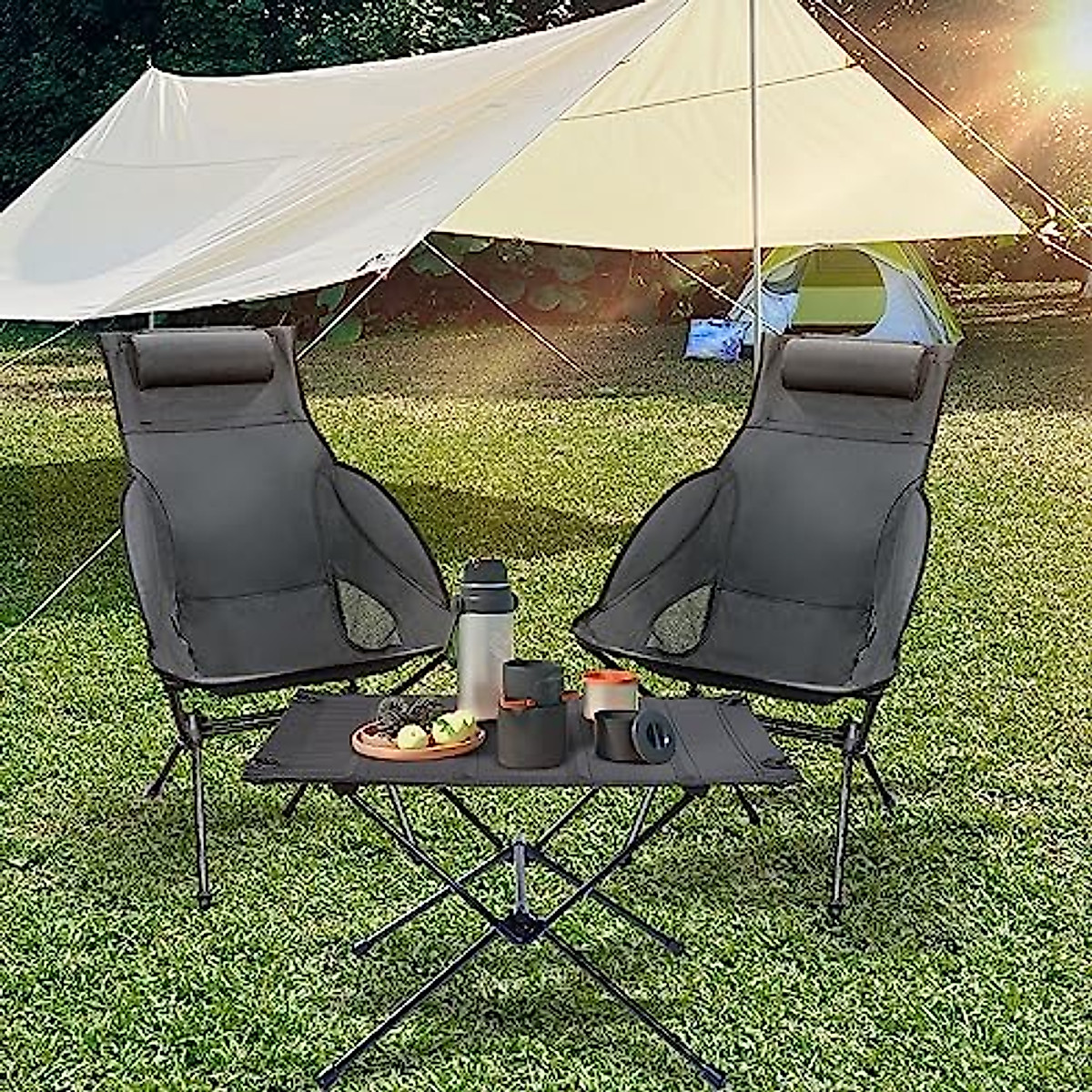 WTVIDAS Folding Camping Chair, High-Back Ultralight Aluminum Camp Chair with Removable Pillow,Oversize Backpacking Chair for Festivals Fishing Picnic and Hiking,Breathable Outdoor Camp Chair