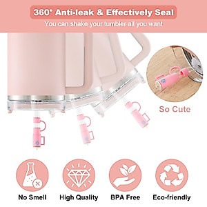 Upgraded Stanley Spill Stopper Set for Stanley Quencher H2.0 FlowState 30oz/40oz, Stanley Cup Accessories, Including 2 Straw Cover Cap, 2 Square Spill Stopper and 2 Round Leak Stopper (H2.0-6PCS)