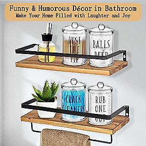 4 Pack Fun Qtip Holder Apothecary Jars with Lids,10 oz Clear Bathroom Organizer Storage for Cotton Swab, Cotton Ball, Floss and Cotton Round Pads, Cotton Ball Holder Bathroom Decor Bathroom Containers