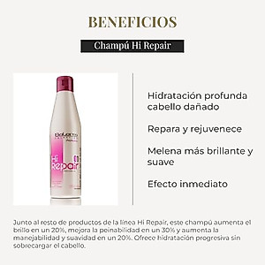 Salerm - Repair Shampoo - Hi Repair Shampoo - 250 ml - Deep Hydration for Damaged Hair - Repairs and Rejuvenates - Shinier and Softer Hair - Immediate Effect