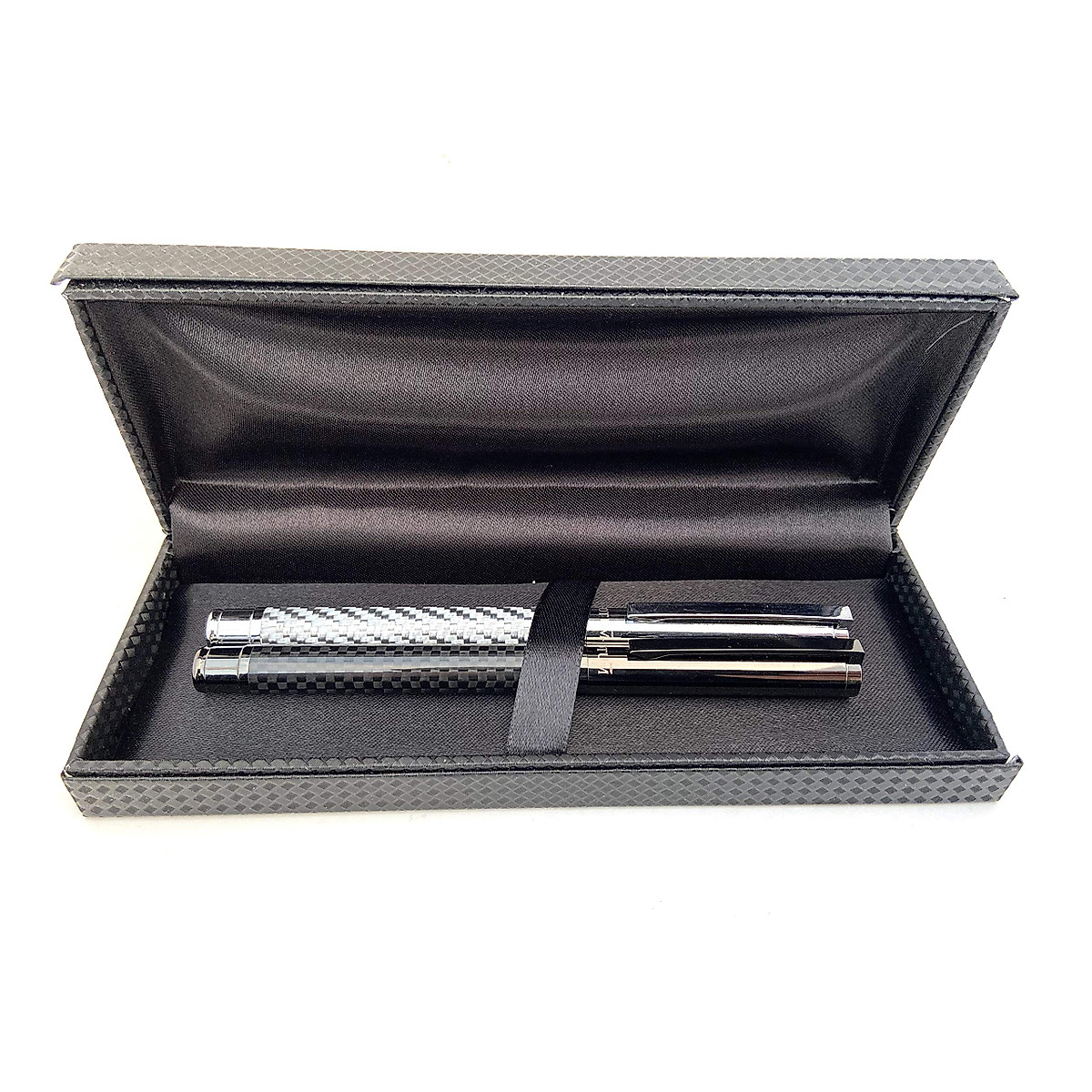 SHOPTOTUM Carbon Fiber Roller Pen Gel Ink, Elegant, Black and Chrome, Best Pen Writing for Men or Women in School, Office, Business. Gift box included Yin Yang Collection