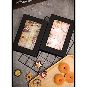 qiqee Black 6 Cupcake Boxes with Window Auto-pop up 30 Packs Cupcake Box 9"x6.1"x3.3" Bakery Boxes For Cupcakes Carrier, Cupcake Containers