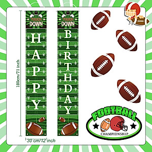Batiyeer Football Happy Birthday Porch Sign Banner Football Bowl Game Sports Fan Supplies Football Themed Boy Birthday Party Favors Photo Booth Props Wall Hanging
