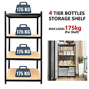 Garage Shelving Units, 4 Tier Metal Shelves for Storage, Storage Shelves Kitchen Shelves Adjustable Metal Shelving Unit Utility Rack Shelves, Heavy Duty 875KG Capacity Pantry Shelves, 31" x 16" x 64"