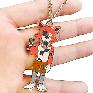MONSTER ROSER Gift Box Jewelry For Fnaf Fan, Pendant Necklace Keychain 2In1, Gift For Kids Gamer 5 Night Freddy, Fazbear Bonnie Free Hugs (Foxy)