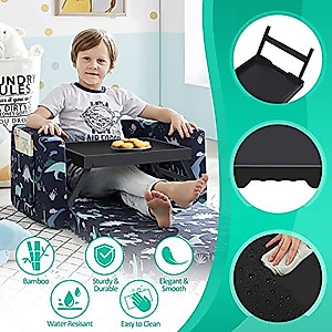 Artmeer Bed Tray Table with Folding Legs,Bamboo Breakfast in Bed for TV Table, Laptop Computer Tray,Eating,Snack Tray Black 2 Pack (Black)