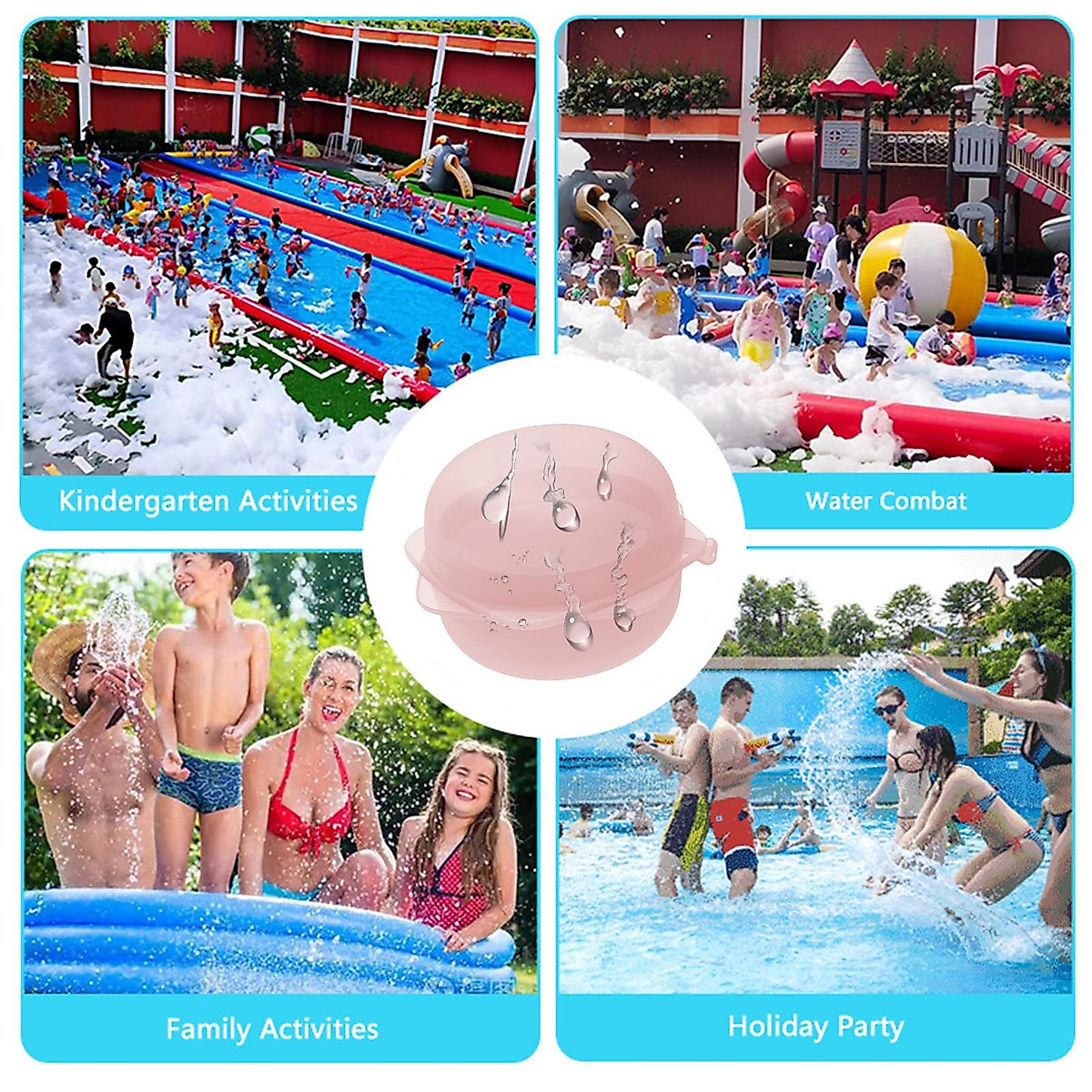 Grebest Reusable Water Balloons,Summer Outdoor Pool Beach Water Fighting Ball Games Toy-Self-Sealing Quick Fill Water Bombs Balls for Kids Adults Pink C 2.36