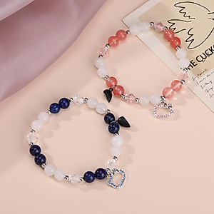 EXPHAIN Couples Bracelets For Him And Her Bf And Gf Relationship Bracelets For Couples Matching Best Friend Magnetic Bracelets Cute Kawaii Bracelet Gifts For Women Girls