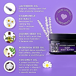 Nature's Beauty Lavender Chamomile Sleep Body Butter Multi-Pack - Sleep Well Luxury Rich Moisturizer, Relax + Calm Your Skin, Made w/ Shea Butter, Jojoba + Moringa Seed Oils, 6.7 oz (2 Pack)