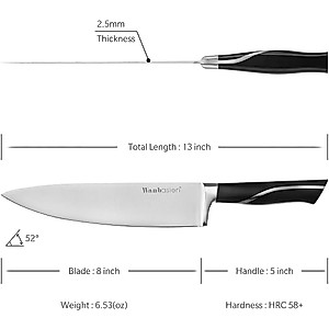 Wanbasion Chef Knife Professional 8 inch, Stainless Steel Kitchen Knife with Finger Guard, Sharp Knife for Cutting Meat