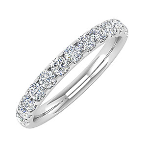 1/2 Carat Round Diamond Wedding Band Ring in 14K White Gold (Ring Size 8)