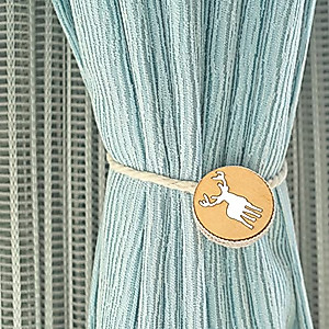 2PCS Magnetic Curtain Tieback Wooden Window Treatment Holdbacks Magnetic Curtain Holdback Decorative Curtain Tie Backs for Curtains Modern Rope Tiebacks for Drapes