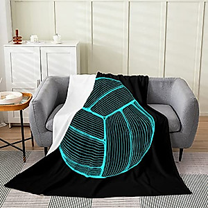 Volleyball Pattern Plush Throw Blanket,for Ball Sports Flannel Fleece Blanket Decorative Teal Neon Ball Games All Season,Bed Blanket Volleyball Player 40"x50"