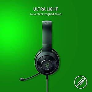 Razer Kraken X Ultralight Gaming Headset: 7.1 Surround Sound - Lightweight Aluminum Frame - Bendable Cardioid Microphone - for PC, PS4, PS5, Switch, Xbox One, Xbox Series X|S, Mobile - Green