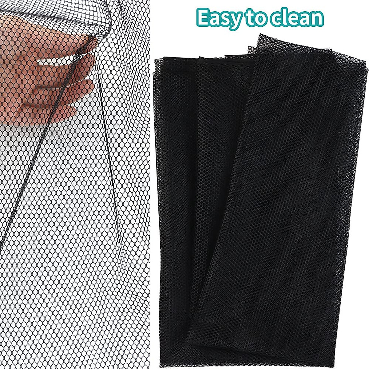 FSWCCK Black Mesh Fabric, 62 x 59 Inch Soft Mesh Netting Slightly Stretchy for Shopping Bag, Backpack Pocket and Straps and Netting Clothes