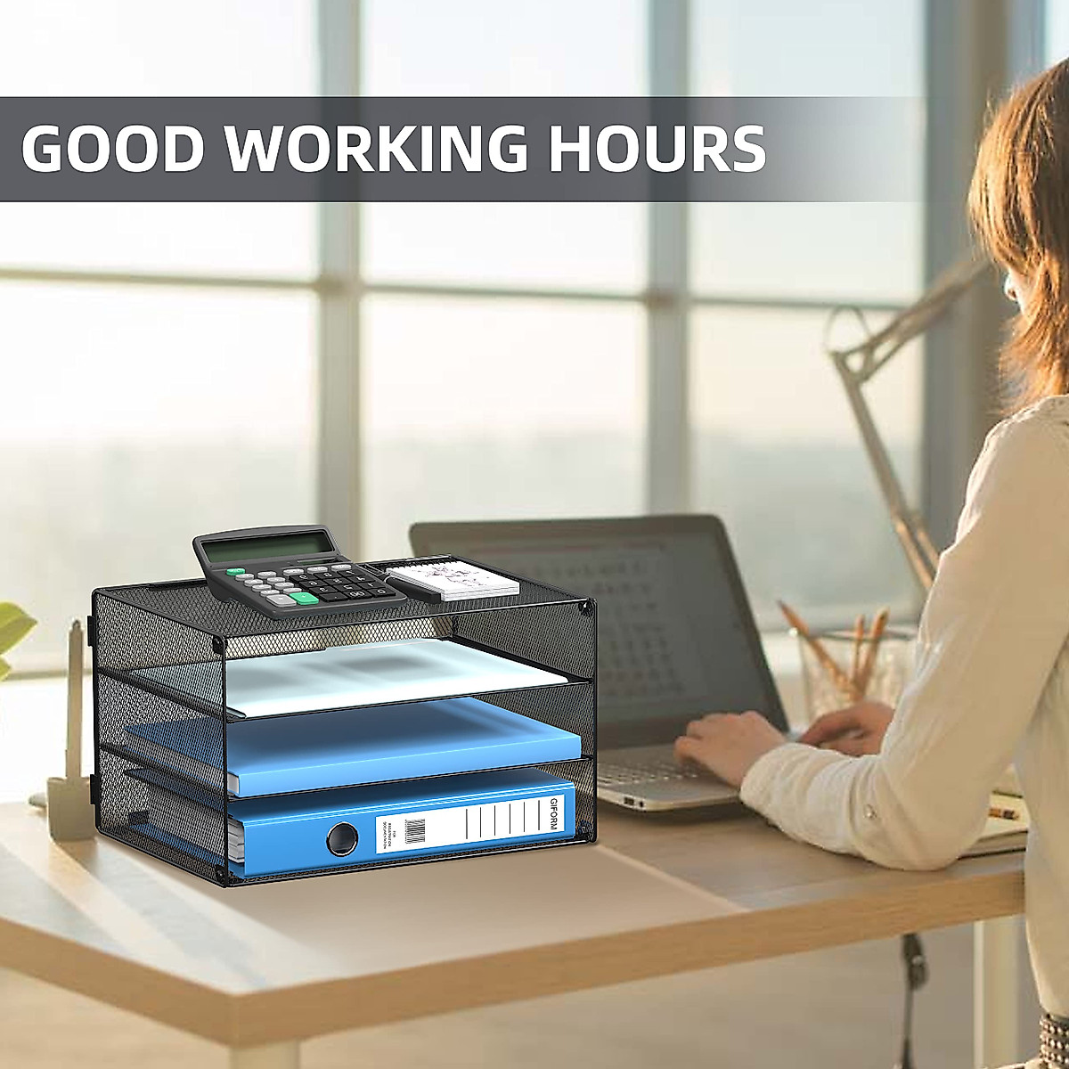 DALTACK 3 Tier Letter Tray Paper Organizer Mesh Metal Desk File Organizer for Home & Office, Black