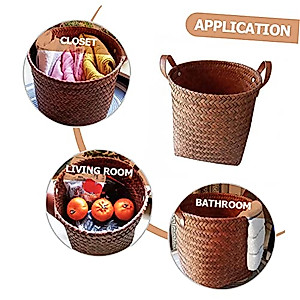 Levemolo Clothes Hamper Clothes Container Dirty Clothes Basket Laundry Basket with Lid Car Toy Sundries Container Cars Toy Seagrass Basket Wicker Laundry Basket Washing Basket Brown Pp
