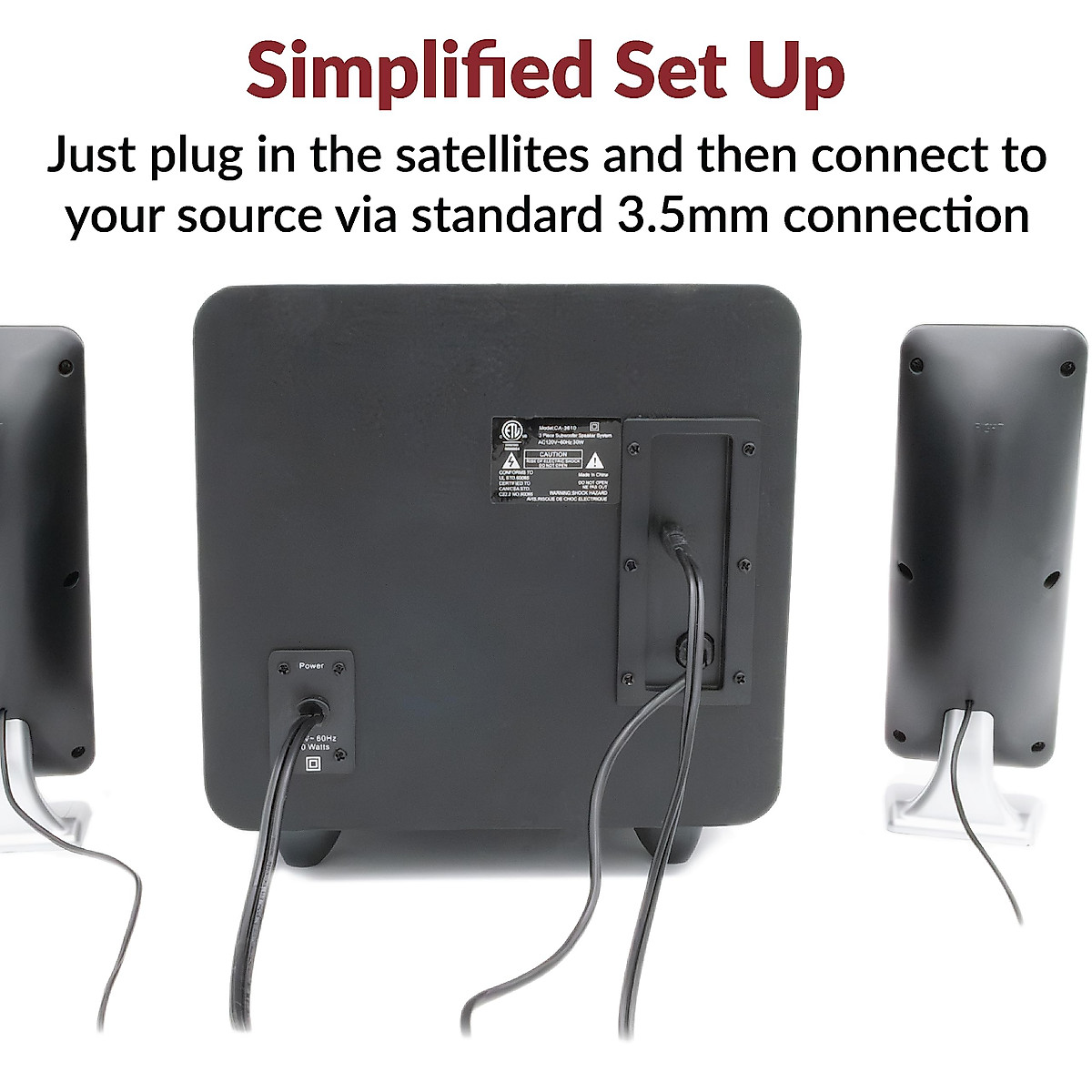 Cyber Acoustics CA-3610 2.1 Multimedia Speaker System with Subwoofer, Perfect Computer Speakers for PC or Mac, Great for Music, Movies, and Gaming