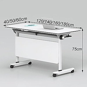Folding Conference Table, Flip Top Mobile Training Table with Modesty,Storage Layer and Lockable Wheels,Wood Tabletop, Metal Frame (Color : A, Size : 120 * 60 * 75cm)