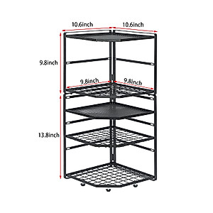LUMAMU 2 Pack Stackable Corner Shelf Stand, Height Adjustable Cabinet Corner Rack, Countertop Shelf Organizers for Plates, Dishes, Cabinet & Pantry Kitchen Organization, Black