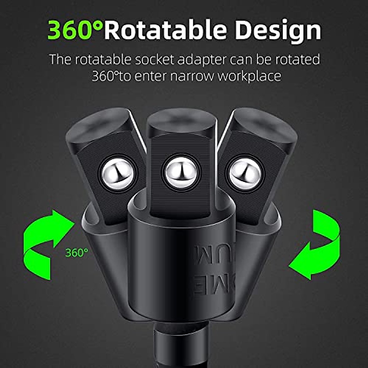 3Pcs 1/4" 3/8" 1/2"360°Rotatable Hex Socket Adapter Drill Bits Set,Impact Grade Socket Wrench Adapter Extension Set,105°Right Angle Drill Screwdriver set Drill Hex Bit Socket Adapter
