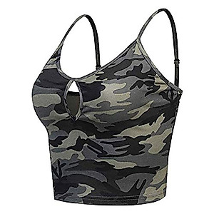 Aniywn Women's Short Crops Camisole Vest T-Shirt Sleeveless Ladies Camouflage Print Tank Tops Blouse