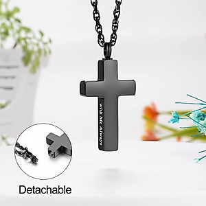 Cremation Cross Necklace for Ashes Stainless Steel Cross Urn Pendant Ashes Holder Memorial Jewelry-With Me Always