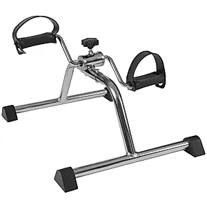 DMI Portable Exercise Bike, Under Desk Bike Pedal Exerciser for Arms or Legs can be used as Workout Equipment or Physical Therapy with Manual Tension Adjuster, Chrome