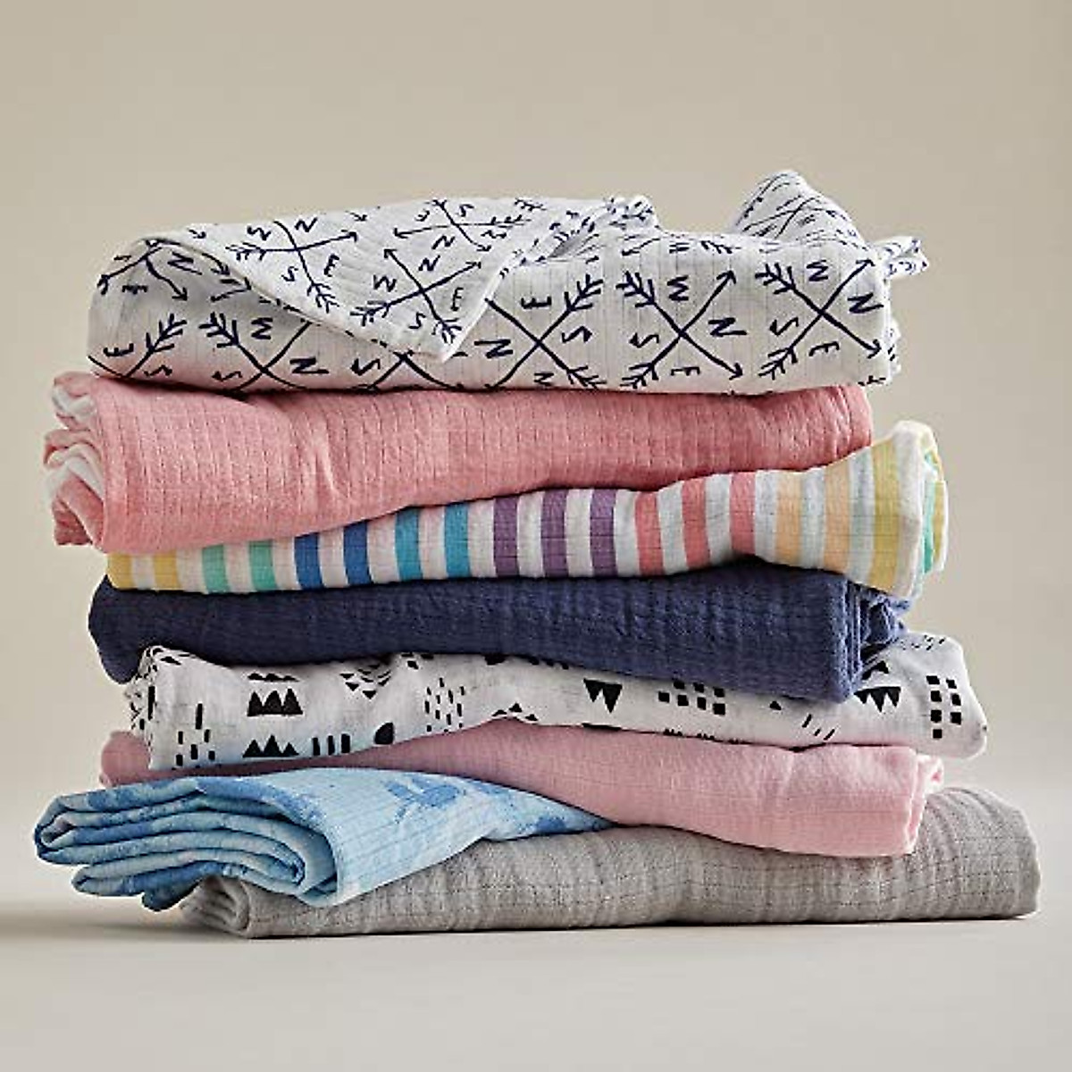 HonestBaby 3-Pack Organic Cotton Swaddle Blankets, Bright White, One Size