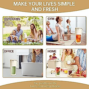 Walktosun Portable Blender,Personal Blender for Shakes and Smoothies,Mini Blender Bottle USB Rechargeable,Portable Juicer Cup with 10 Blades,12Oz Handheld Blender for Kichen Ice,Fresh Juice Blender for Traveling, Gym, Office