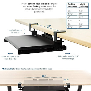 VIVO Dual 13 to 27 inch LCD Monitor Mount and Under Desk C-clamp 27 x 11 Keyboard Tray Kit, Heavy Duty, Fully Adjustable Stand and Slide-Out Platform (Bundle)