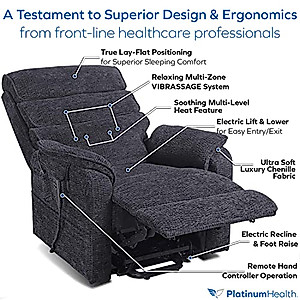 FirstClass™ Sleep-to-Stand Lift Chair 2.0, Perfect Chair for Sleep/Relaxation. True Lay-Flat Sleeping Recliner. 2 Motor for Independent Back and Foot Adjust. Incl Heat/Massage