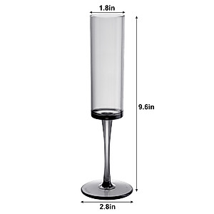 Elsjoy Set of 8 Acrylic Champagne Flutes, 6 Oz Unbreakable Champagne Glasses Reusable Champagne Toasting Cups, Shatterproof Stemmed Champagne Goblets for Party, Wedding, Event