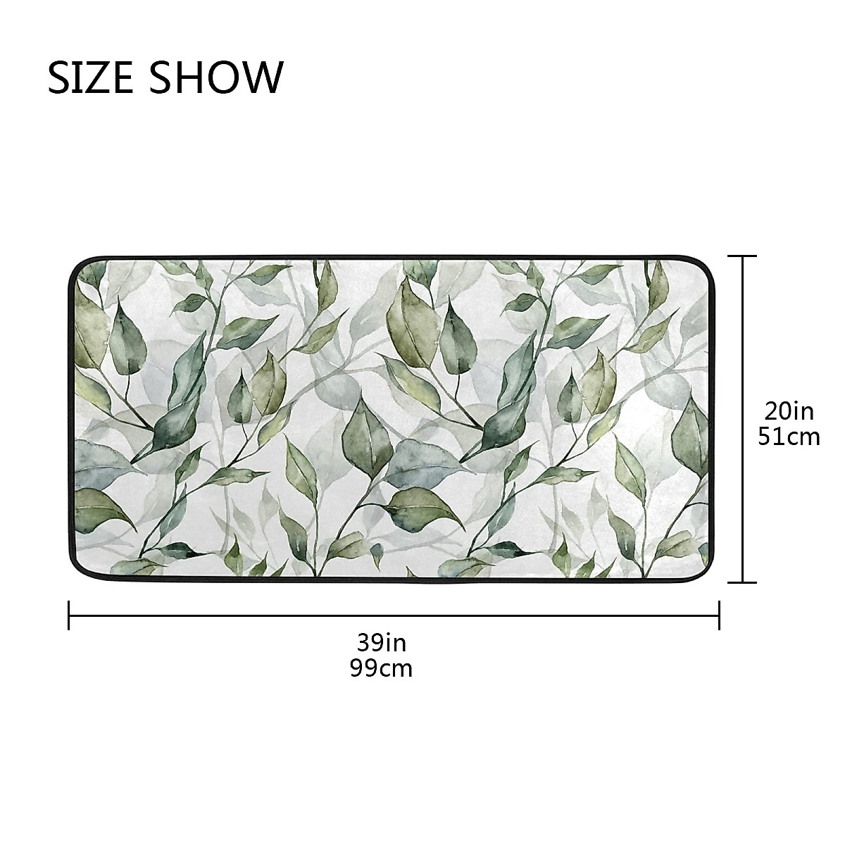 Green Leaves Tropical Plants Kitchen Rugs Floor Mat Anti Fatigue Kitchen Mats Non Skid Washable Bath Rug Runner Doormats Carpet Sink Mat Home Decor 39 X 20 inch