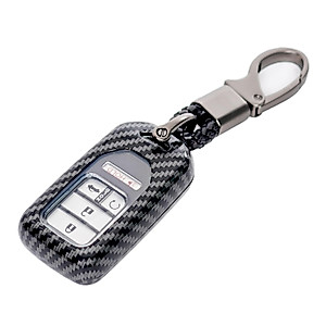 for Honda Key Fob Cover, Premium Hard ABS Carbon Fiber Pattern Key Fob Case Compatible with 2016-2020 2021 2022 Honda Pilot Odyssey Civic CR-V HR-V Fit Accord Smart Key with Keychain