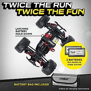 LAEGENDARY 1:16 Scale 4x4 Off-Road RC Truck - Hobby Grade Brushed Motor RC Car with 2 Batteries, Waterproof Fast Remote Control Car for Adults
